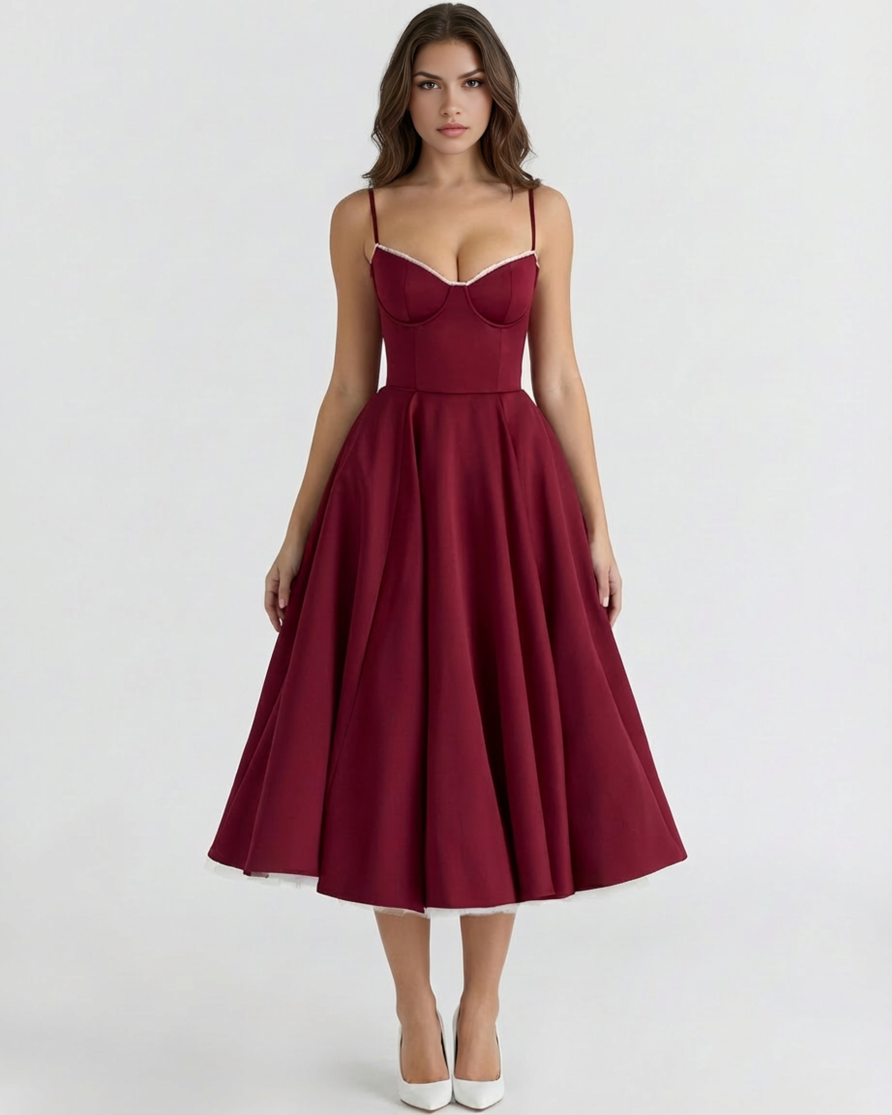Women’s Bodice Midi Dress - A-Line Fit & Flare Cocktail Gown – Victoria ...