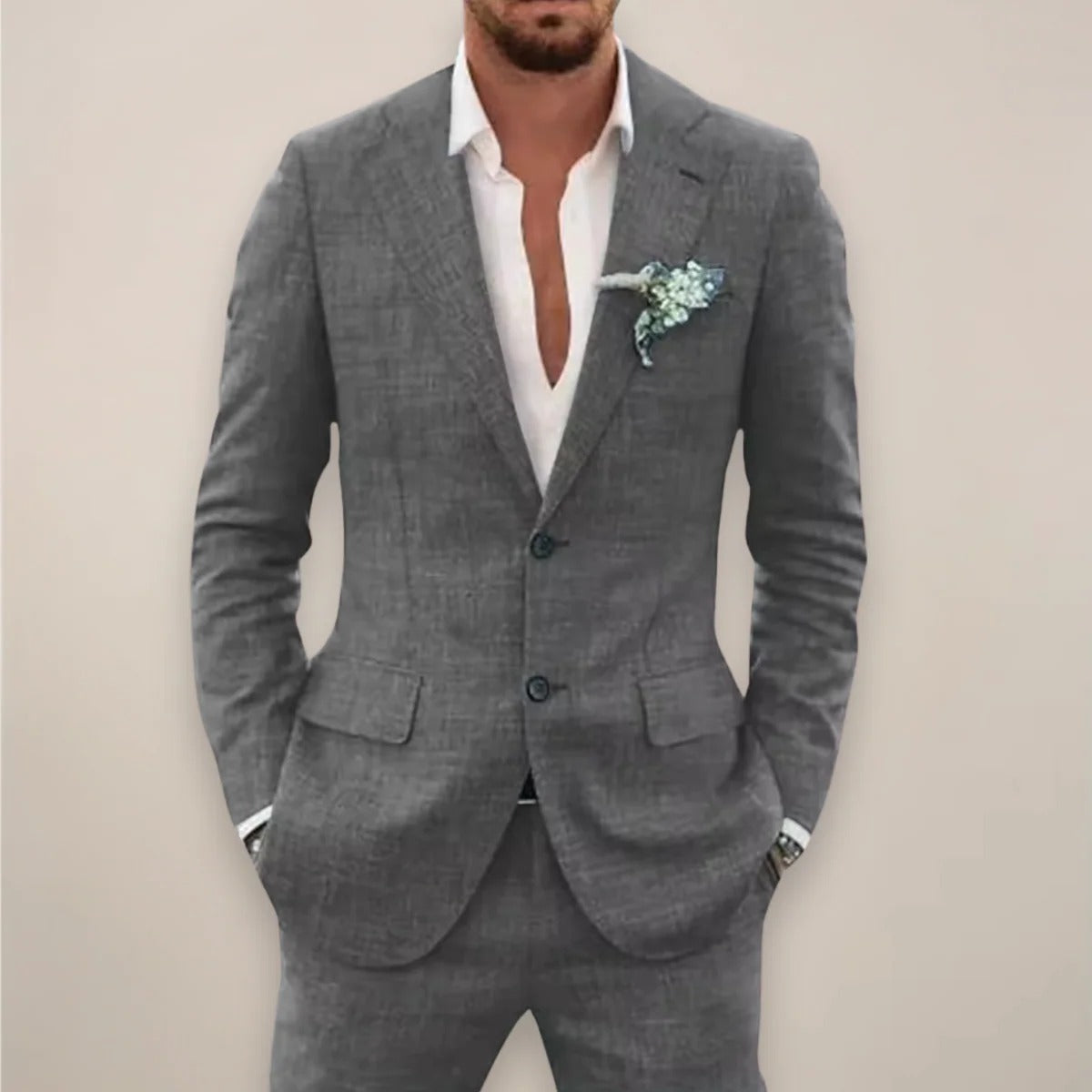Men’s Luca Linen Suit – Contemporary Coastal Charm – Victoria Muse