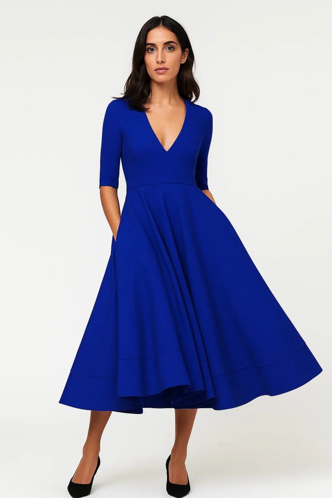 Women’s Vivienne V-Neck Midi Dress – Victoria Muse