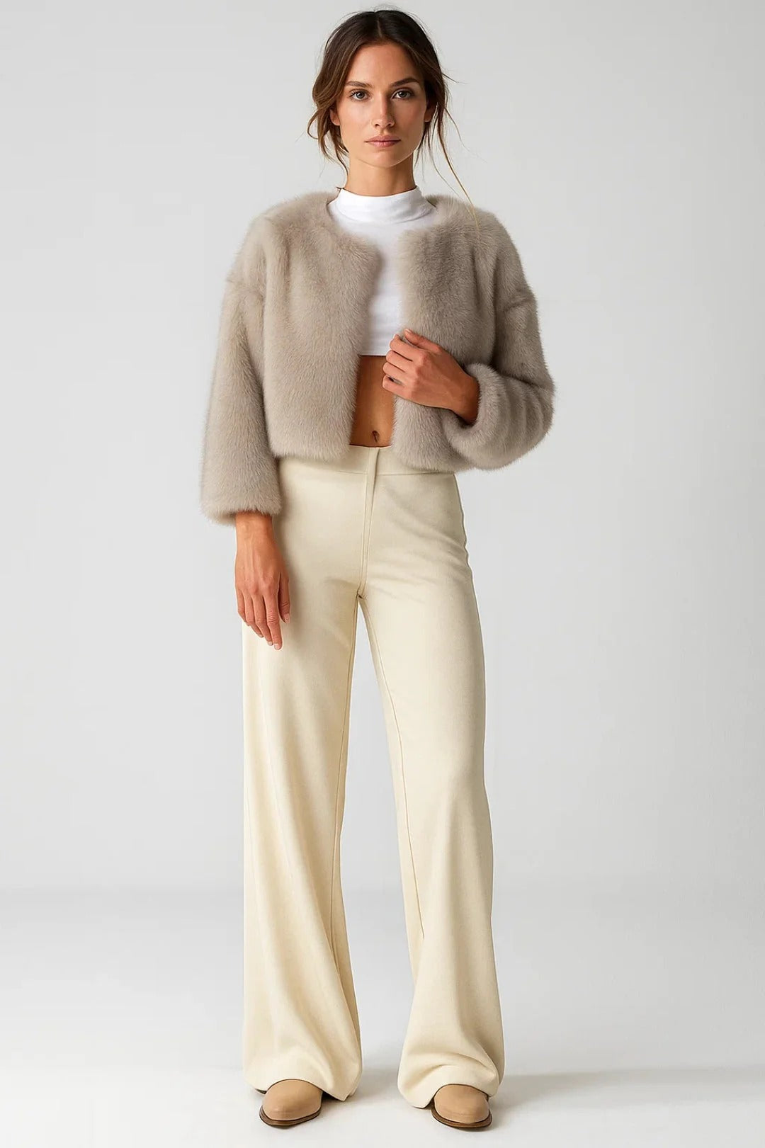 Women’s Aurelia Cropped Faux Fur Jacket – Victoria Muse
