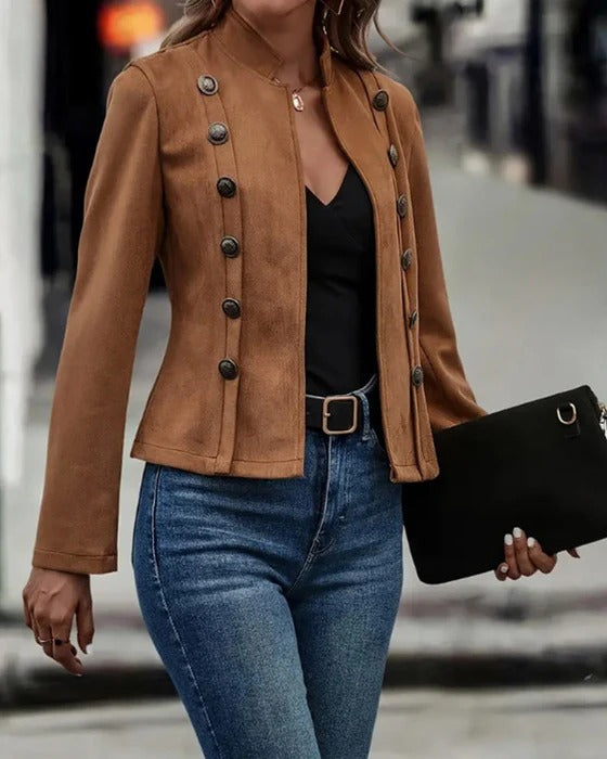 Women’s Emilia Double-Breasted Button Jacket – Victoria Muse